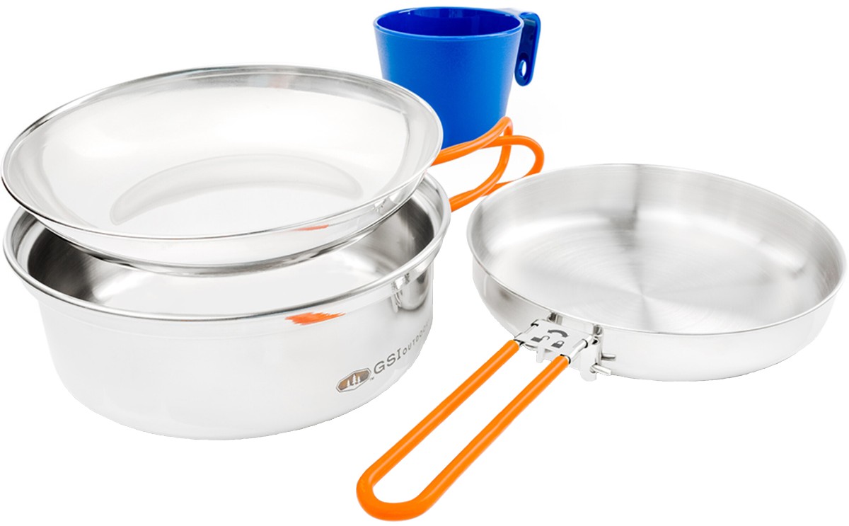 GSI Outdoors Glacier Stainless 1 Person Mess Kit Camping Cookware